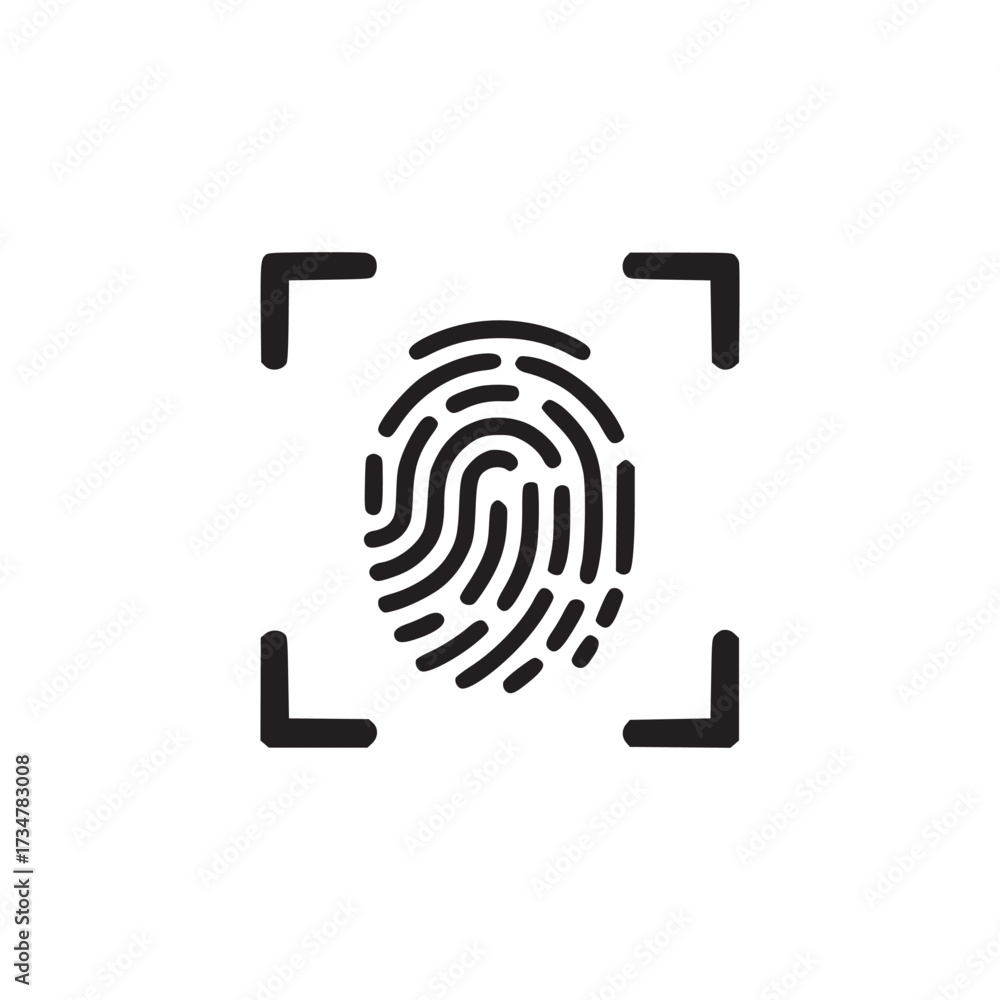 Vector art of fingerprint scan icon biometric identification symbol ...