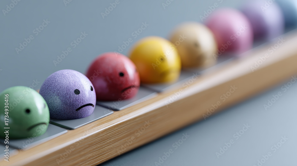 Row of sad face beads representing mental health struggles and ...
