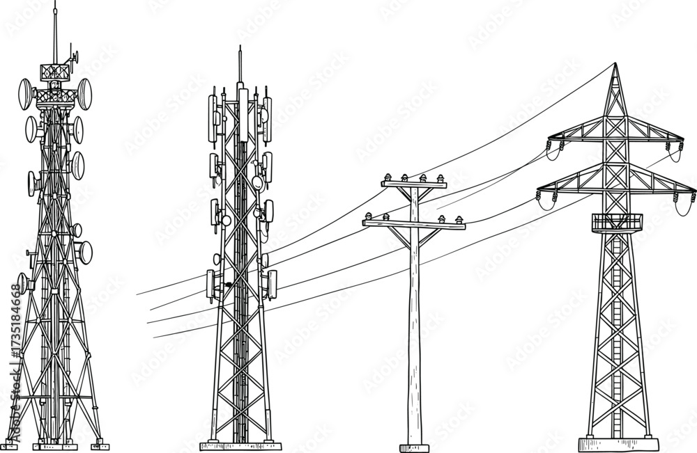 Communication tower, cell tower, electricity pole, transmission tower ...