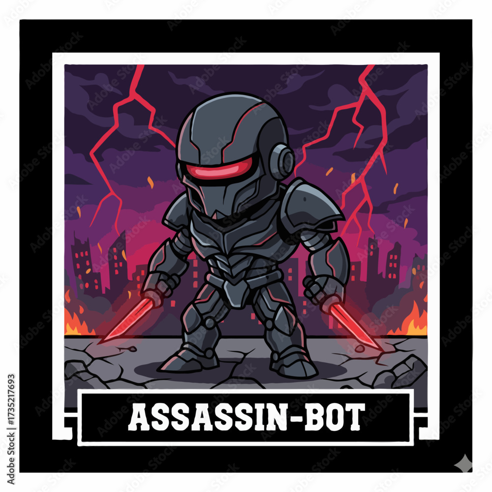 Small insectoid villain robot with multiple glowing eyes and sharp legs ...