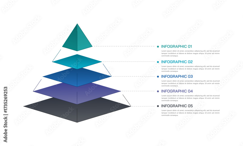5 Level Pyramid Infographic Template for Business Hierarchy, Priority ...