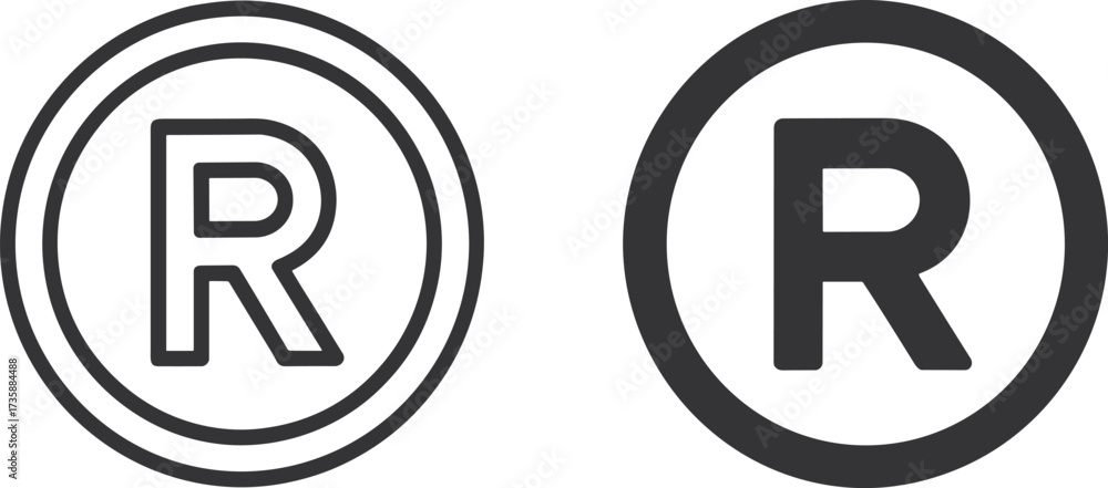 Registered trademark R symbol vector illustration, double and single ...