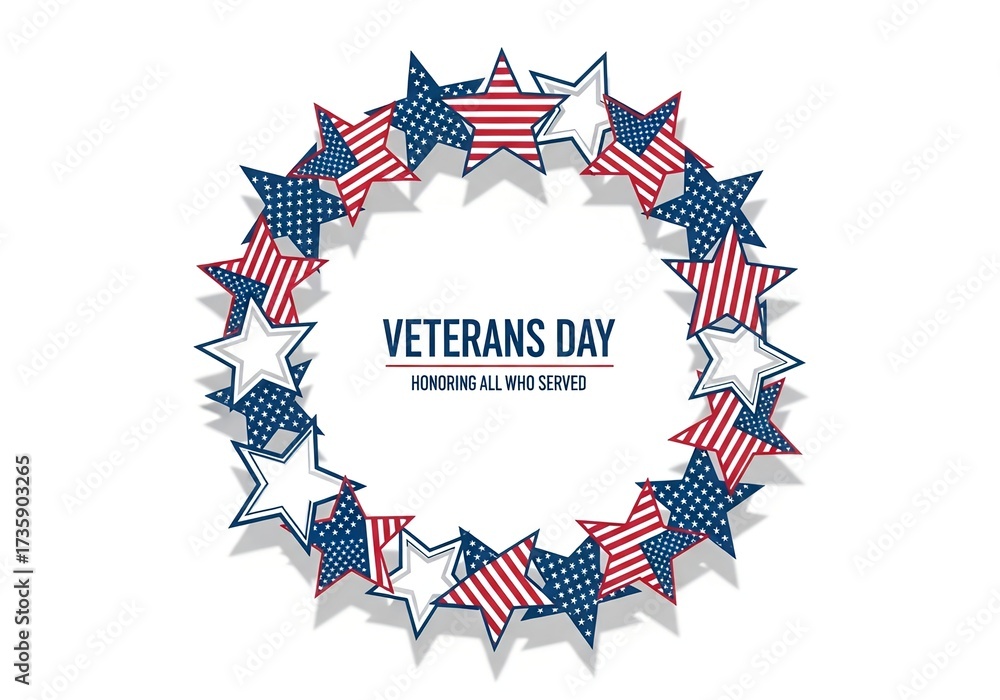 Veterans Day illustration with United States flag stars forming a ...
