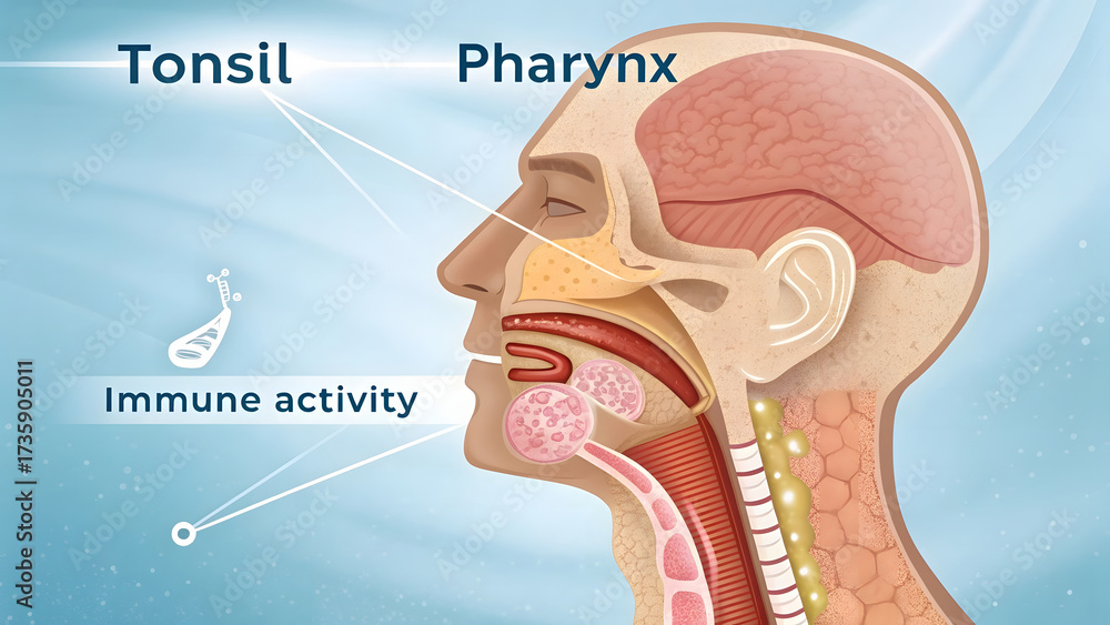 Fotografie Anatomical Cutaway Rendering of Oral Cavity, Pharynx, and ...