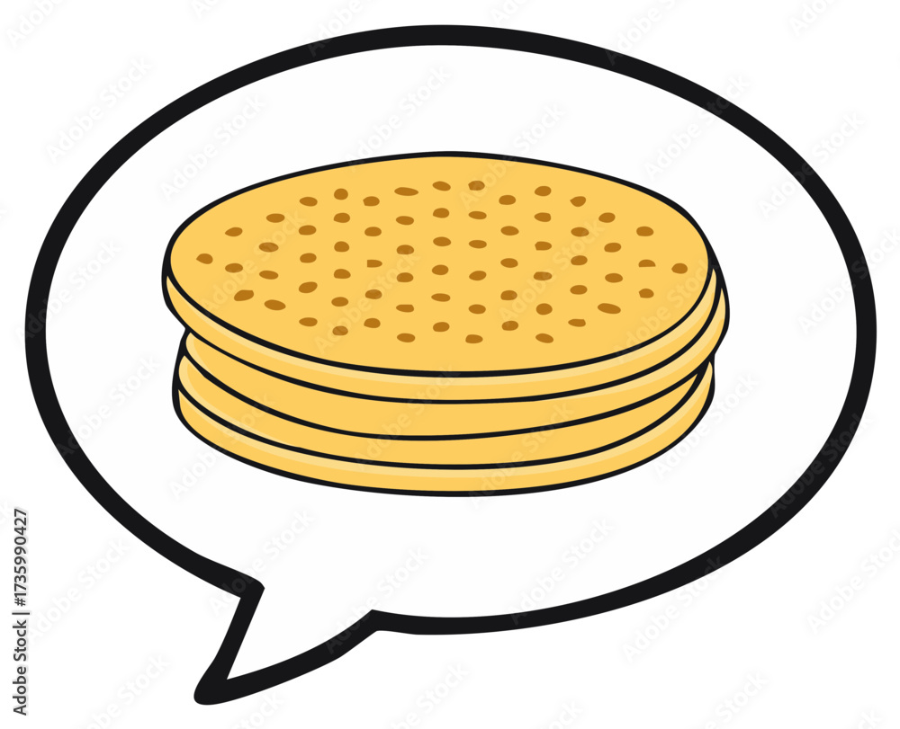Cartoon illustration of stacked crackers inside a speech bubble ...