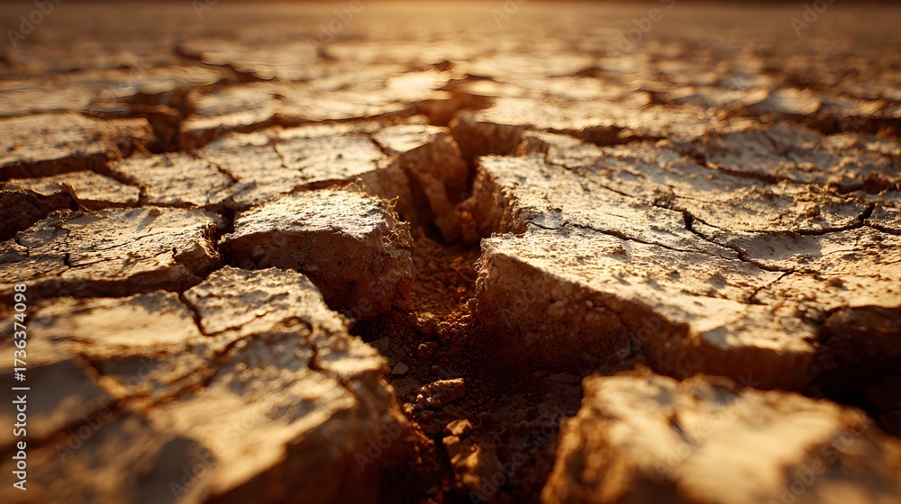 Detailed of cracked, dry earth, revealing deep fissures and textured ...