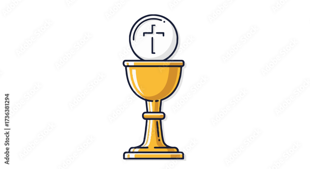 Image vectorielle Stock Sacred Golden Chalice with Eucharistic Host and ...