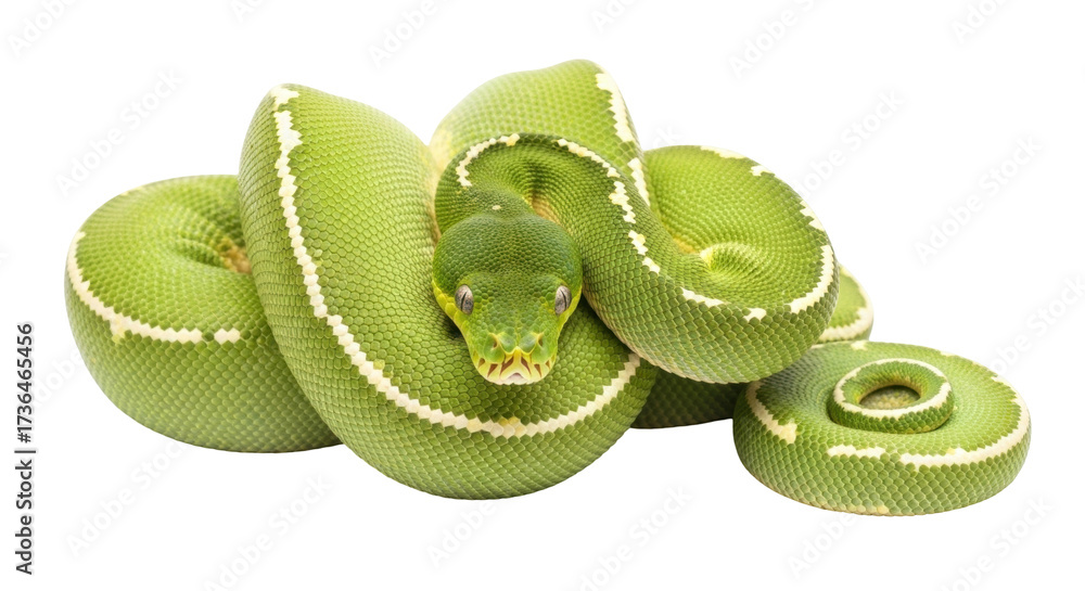 Isolated Green Tree Python, an arboreal snake found in New Guinea, on ...