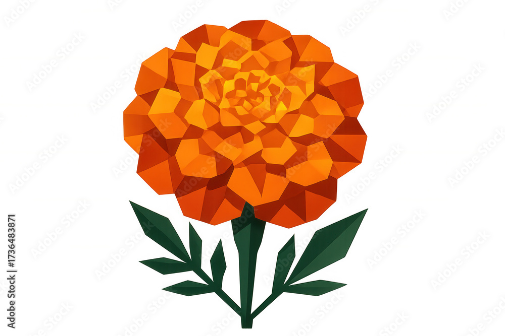 Stock-Illustration „Marigold flower low poly style illustration. Orange ...