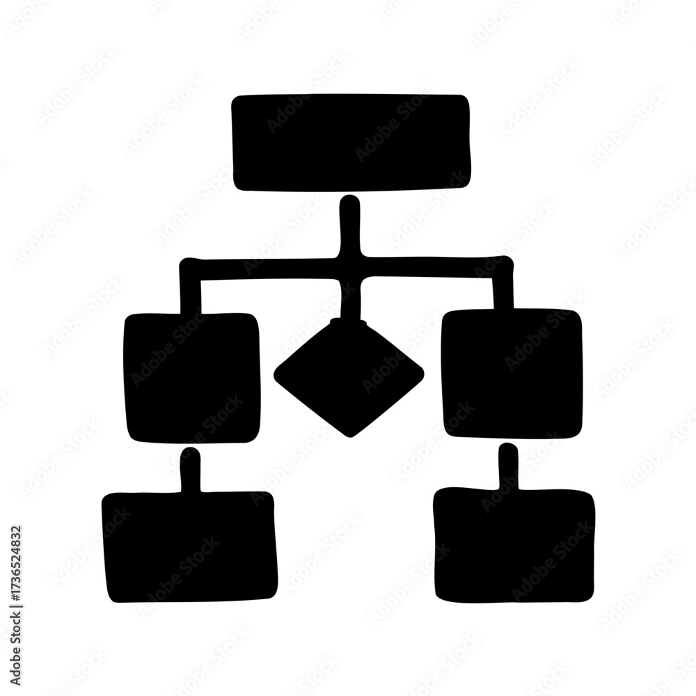 Vector de Stock Simplified black flowchart diagram illustrating ...