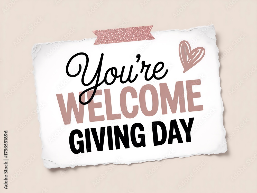 You re welcome giving day handwritten note with a charming heart ...
