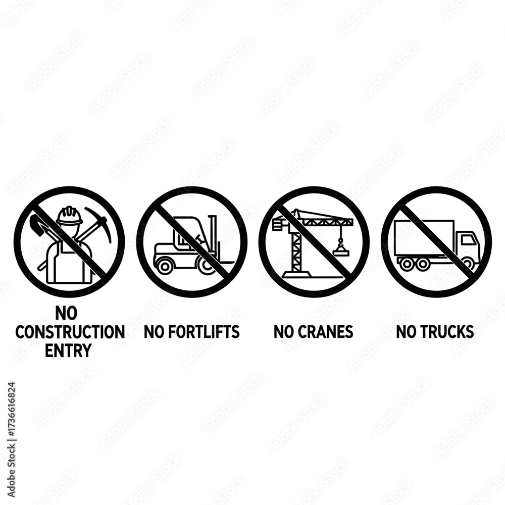 Image vectorielle Stock Prohibition signs indicating restrictions on ...