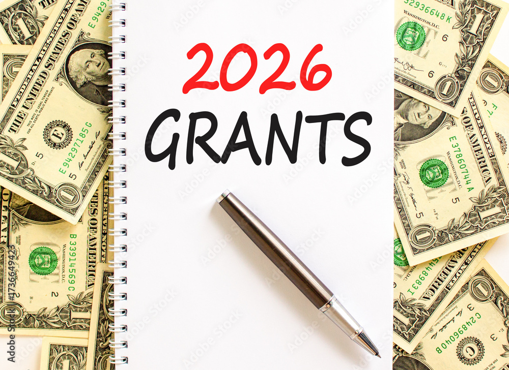 2026 Grants symbol. Concept words 2026 Grants on beautiful white note ...