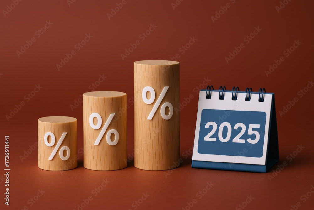 Interest Rate Forecast 2025: Rising Percentages Represented by Wooden ...