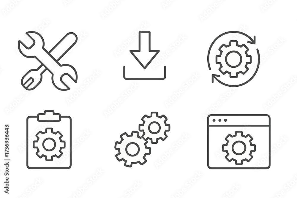 Setup and settings web icons collection in thin line style. Options ...