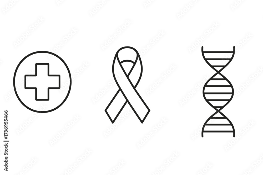 Vector line icon set. Medical cross, health care symbol, awareness ...