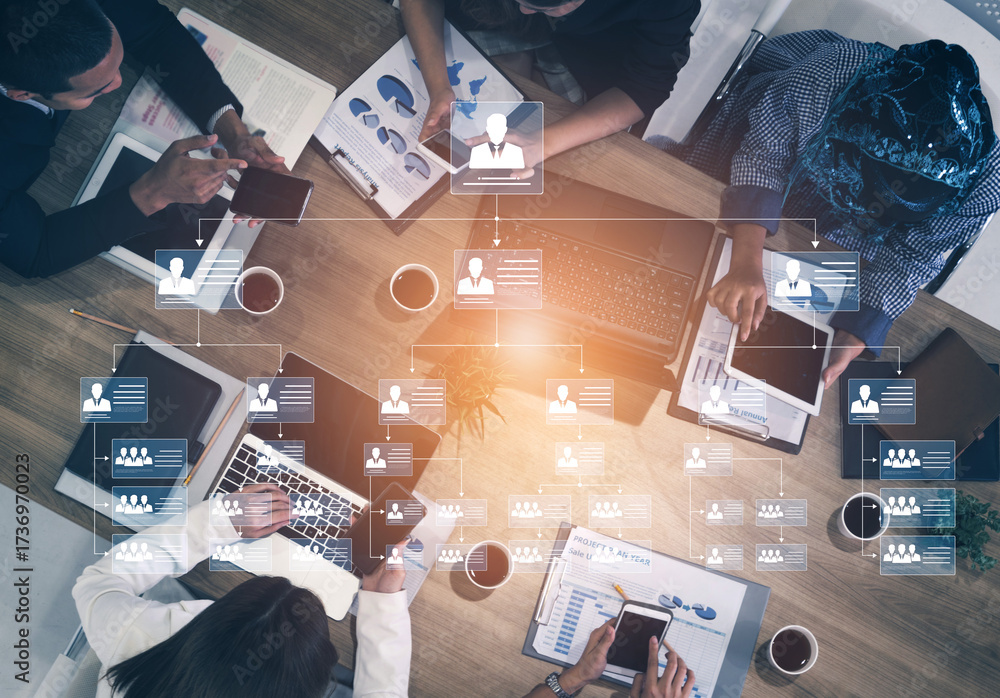 Corporate org chart and team structure show hierarchy, team, and ...
