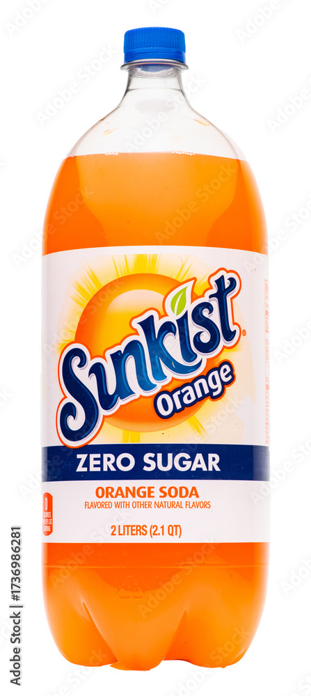 Large Plastic Bottle of made in USA Sunkist Zero Sugar orange flavored ...