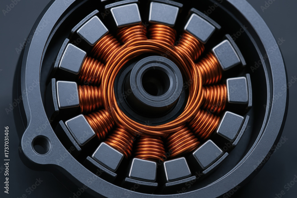 Electric motor stator with copper wire coil winding technology used in ...