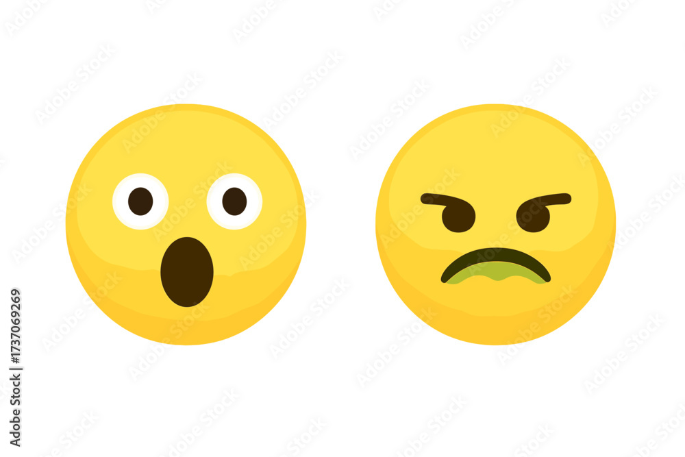 Surprised emoji face with open mouth and shocked expression. Disgusted ...