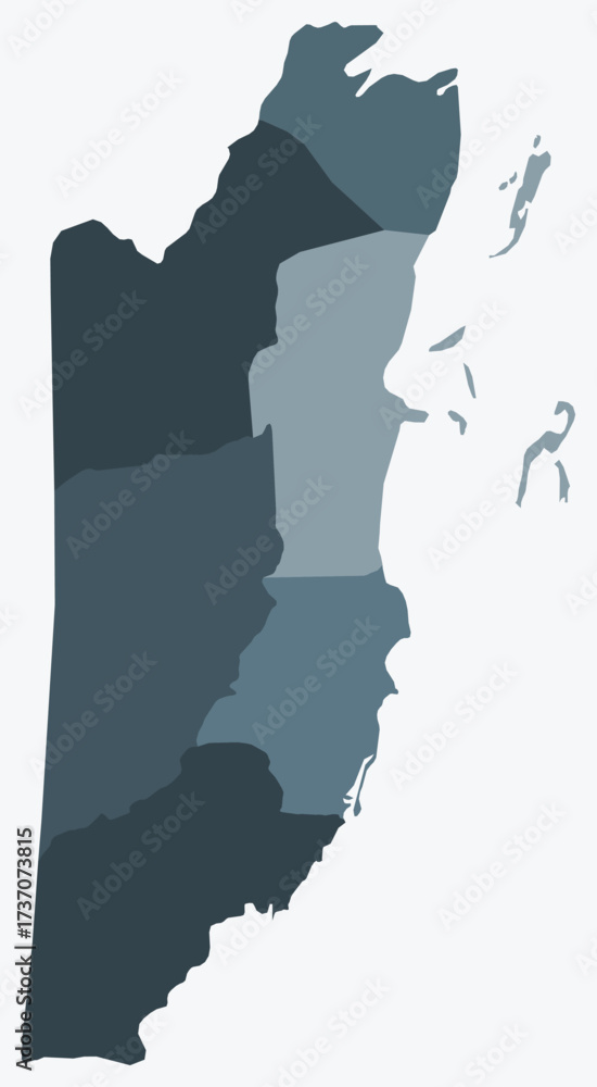 Map of Belize with regions. Just a simple country border map with ...