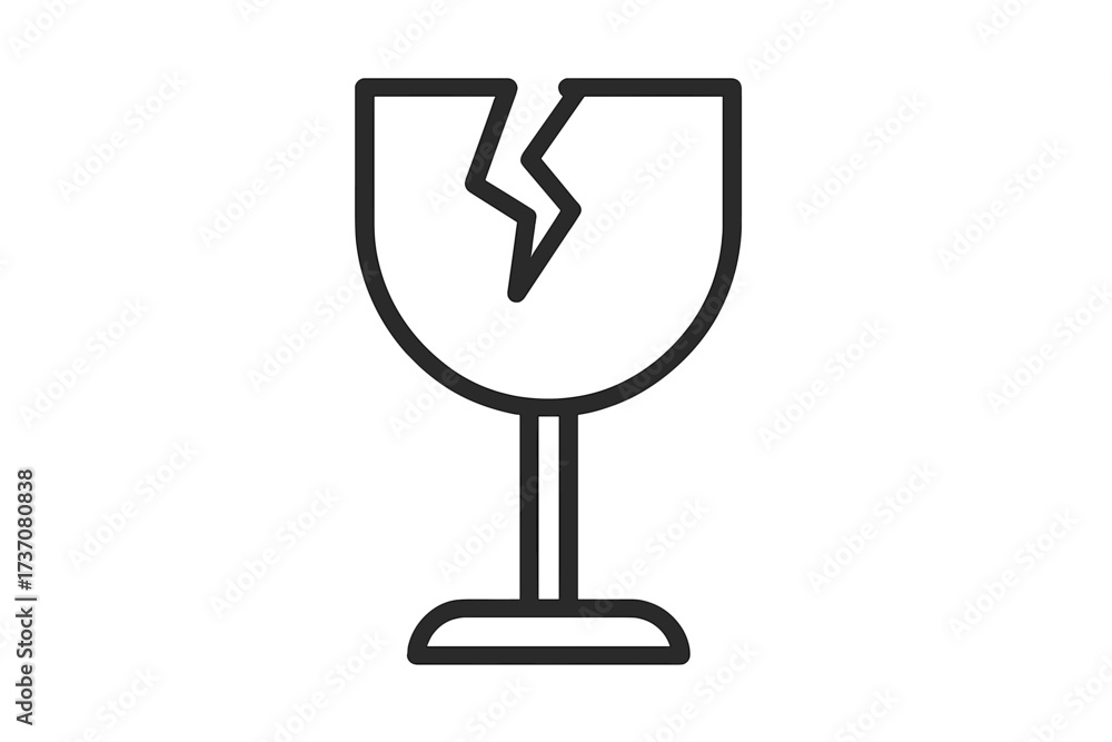 Fragile handle with care symbol. Broken glass vector outline icon for ...