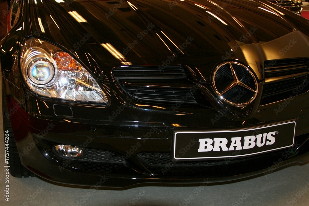 mercedes benz brabus logo brand and text sign on slk kompressor black ...