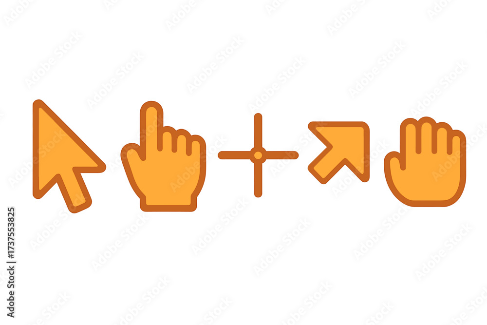 Various cursor icons showing hand gestures and pointer actions related ...
