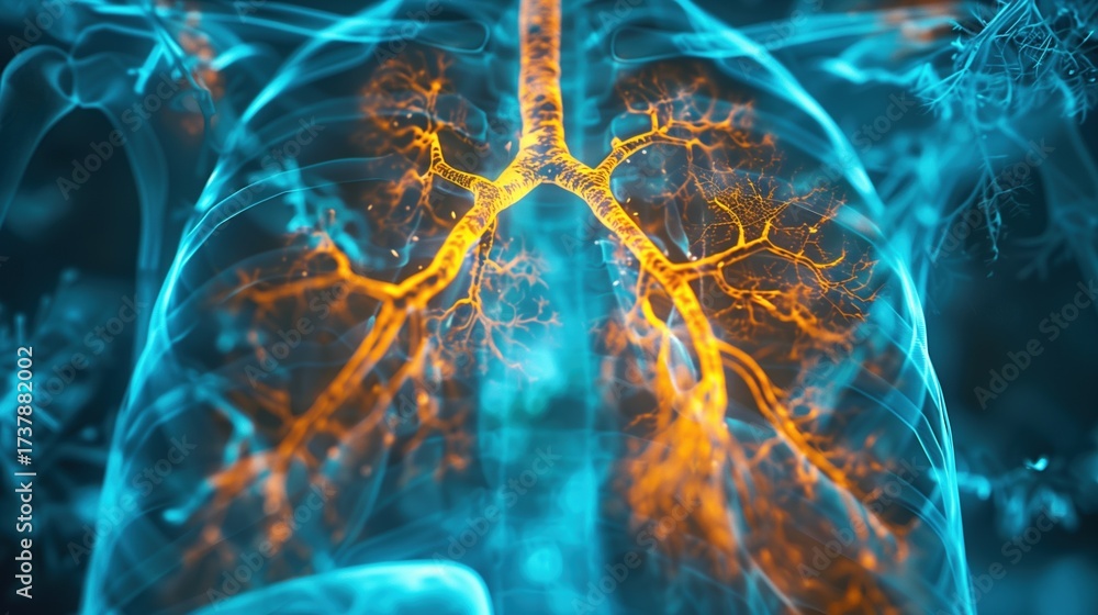 Lung Cancer Awareness Month. Medical diagnostic illustration, chest CT ...