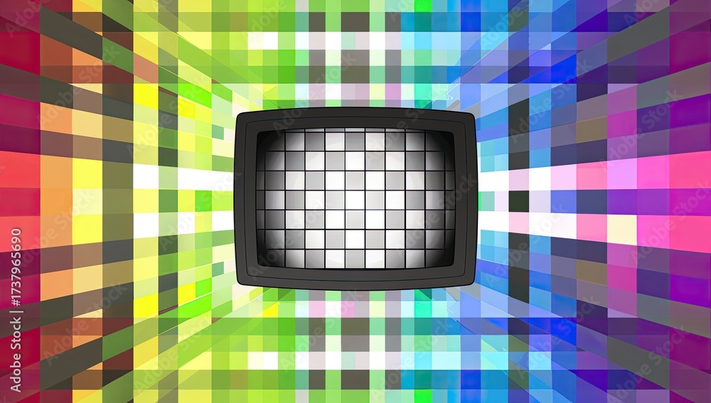 Blank TV Screen, Color Pixel Background, Static, Media Use Stock Photo ...