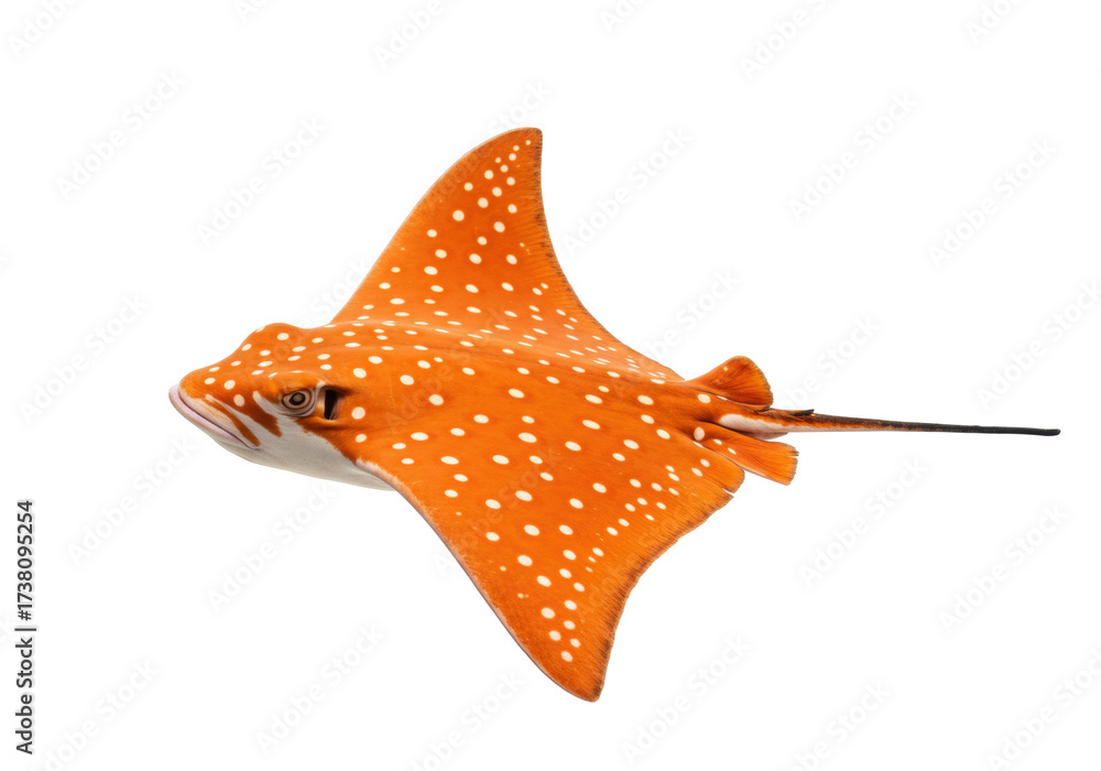 Isolated Spotted Eagle Ray swimming underwater, a marine animal with ...