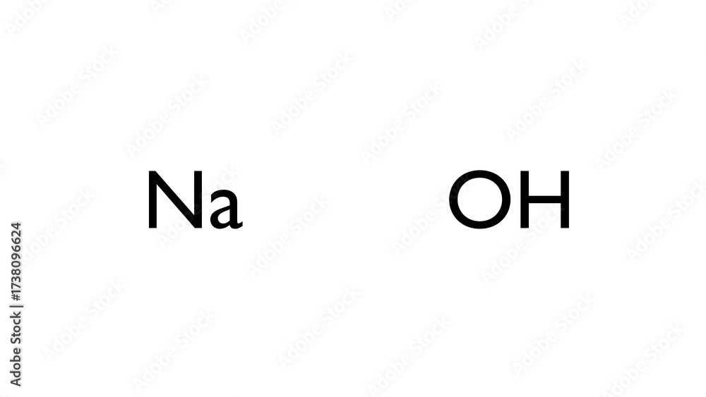 Sodium hydroxide molecule, structural chemical formula, ball-and-stick ...