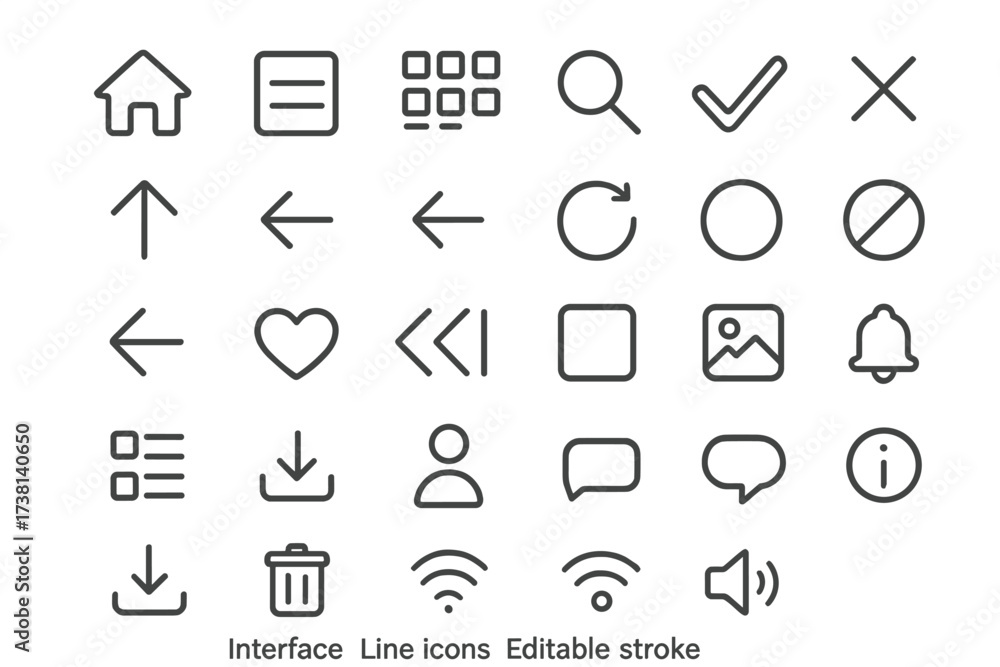 Universal interface line icon set. UI UX outline pictograms for mobile ...