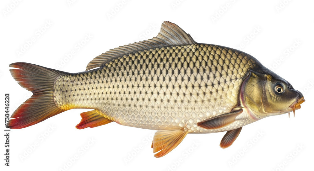Isolated Wild Common Carp Freshwater Fish Species Cyprinus Carpio with ...
