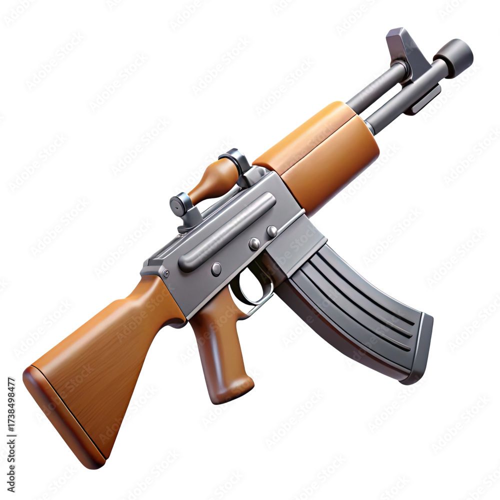 Illustration of an assault rifle isolated on transparent background, a ...