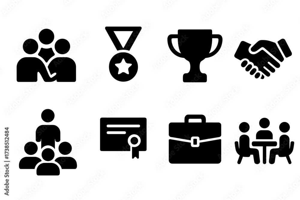 Workplace Respect Icons. Solid, filled icon set of respect in workplace ...