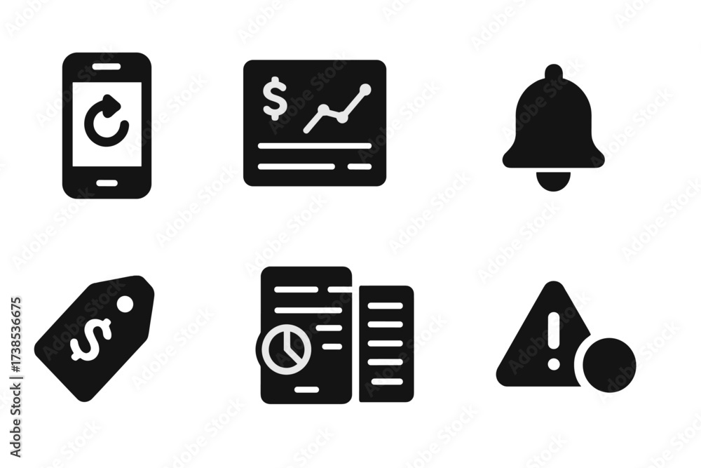 Stock-Vektorgrafik „Loan Management Icons. Solid, filled icon set of ...