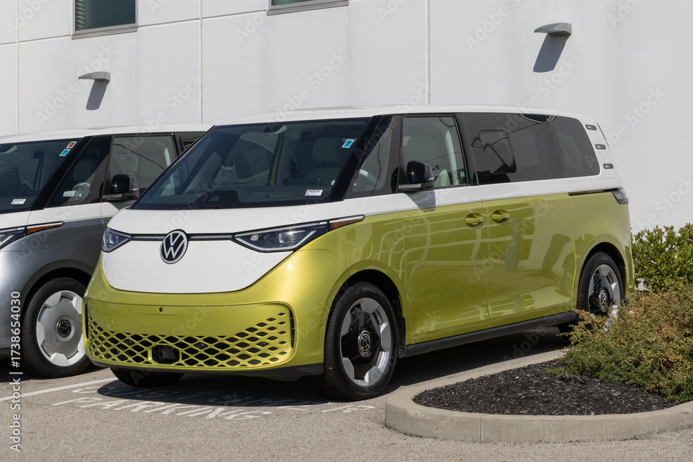 Volkswagen ID. Buzz Pro 4MOTION electric bus display. VW offers the ID ...