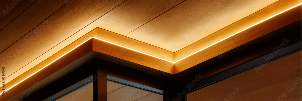 Detailed close-up of modern residential architecture showing a wooden ...