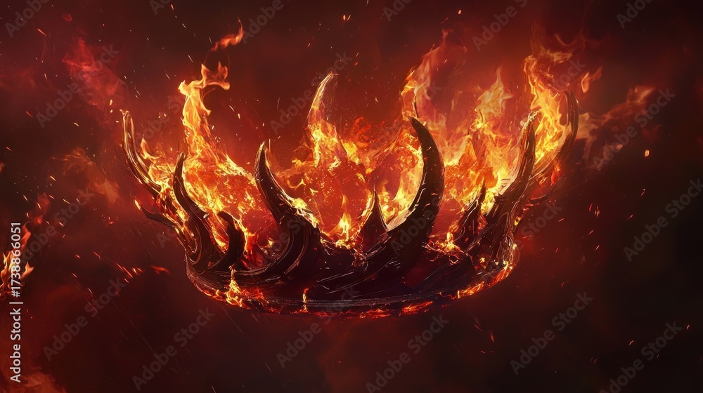 Ilustración de Stock Demonic Fiery Crown Engulfed in Blazing Inferno ...