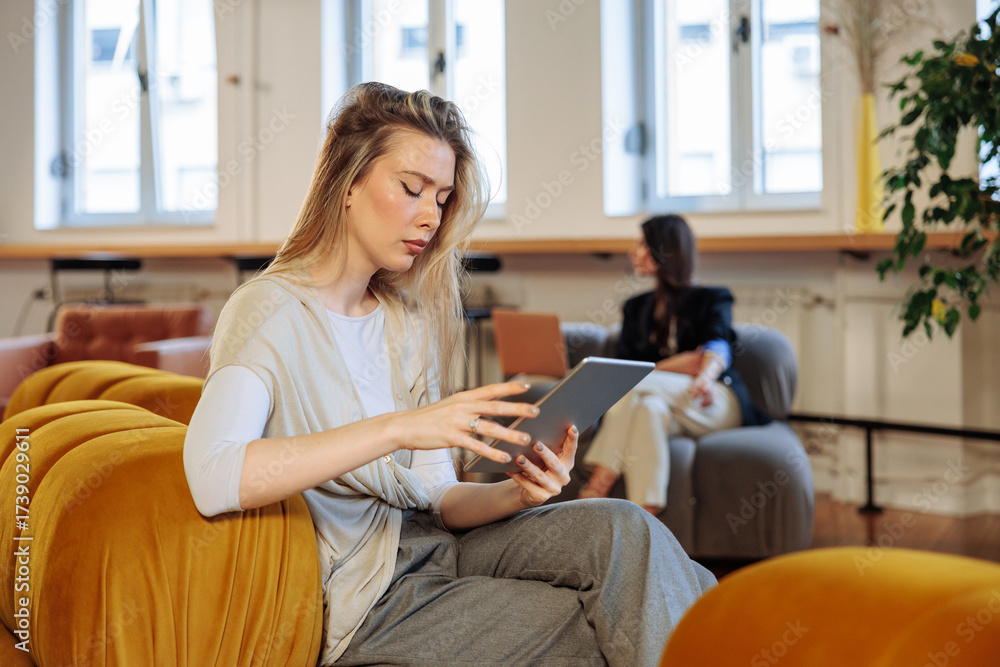 Job applicant doing a survey as part of the interview Stock Photo ...