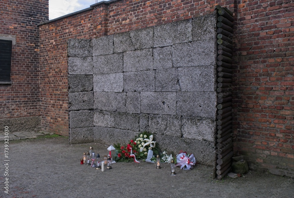Auschwitz, Poland - Sep 15, 2025: Execution wall in Auschwitz I. It was ...