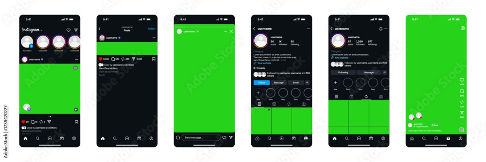 Instagram new update post and reels 5120x1080 ultra wide with green ...