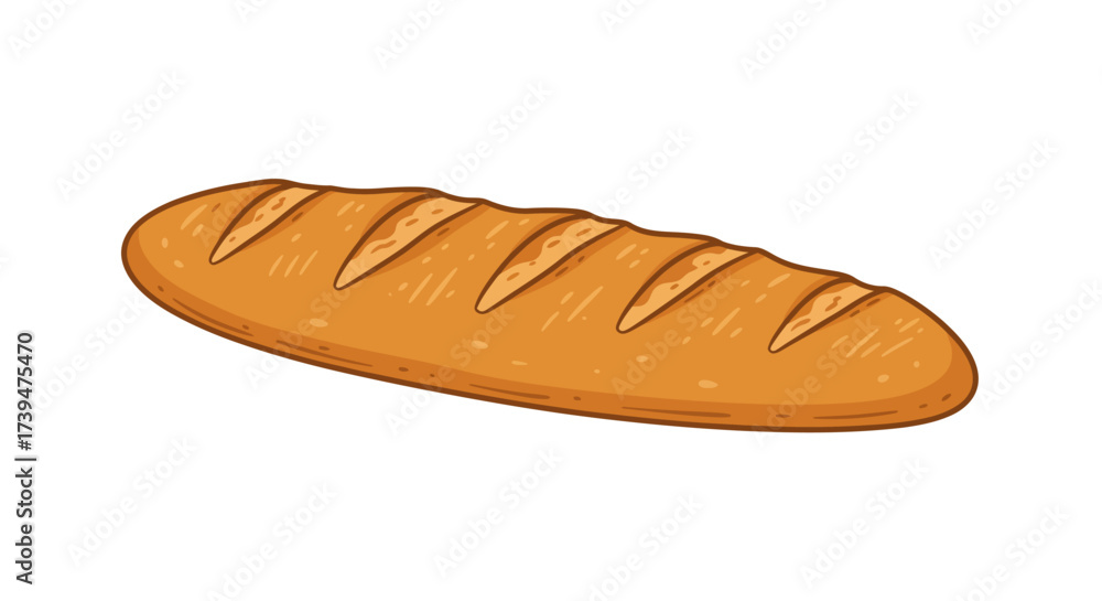 Cartoon loaf of golden brown bread with distinct slash marks across its ...