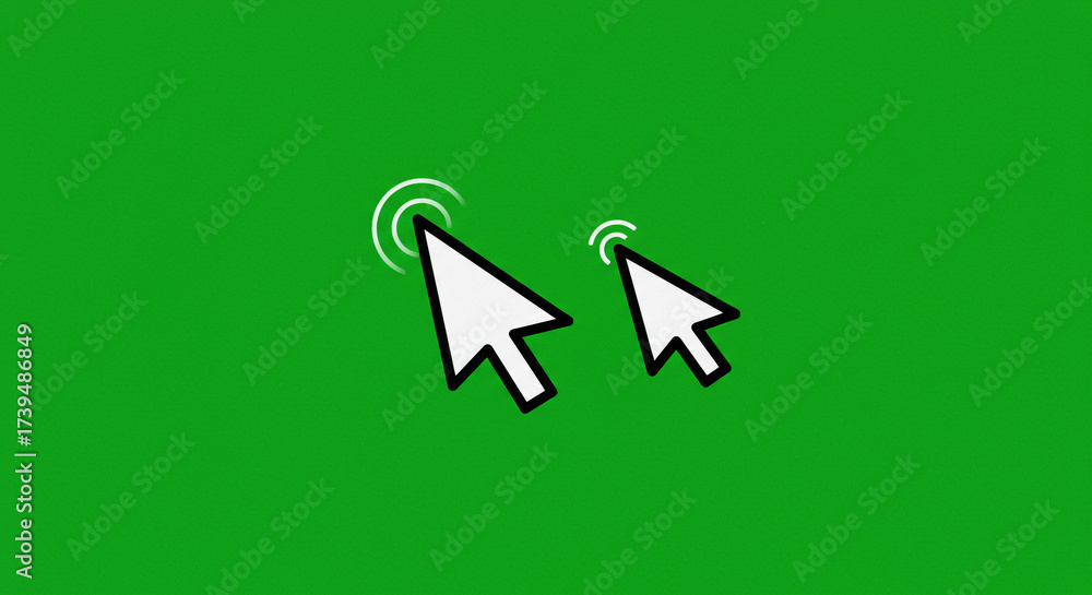 Dynamic cursor icons animate on vibrant green screen background, perfect for digital engagement ...