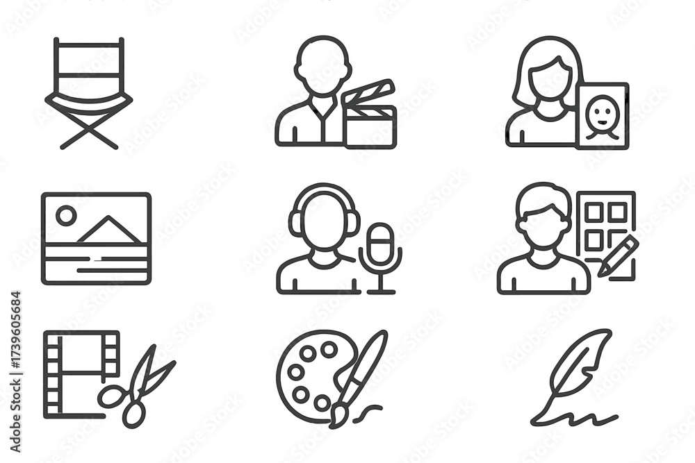 Stock-Vektorgrafik „Anime Art Role Icons. Line style icons of key anime ...