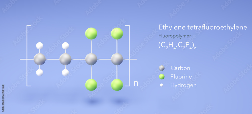 Ilustrace ethylene tetrafluoroethylene molecule, molecular structure ...