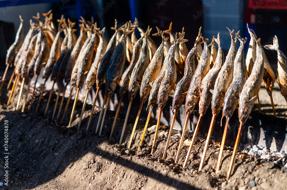 Munich, Germany - October 3rd 2025: Steckerlfisch grilled on sticks ...