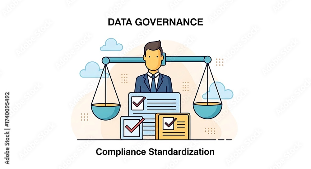 Data Governance Compliance and Standardization Illustration Featuring ...