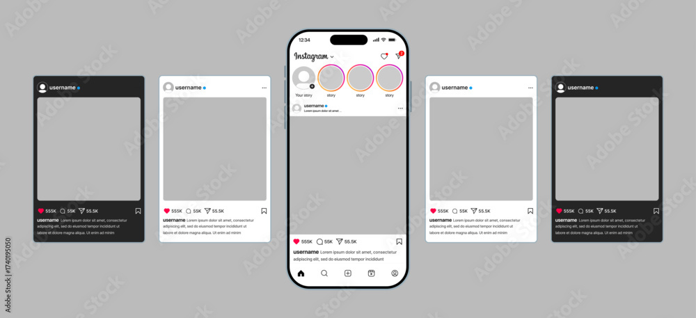 instagram carousel post social media mockup on iPhone 17 with swipeable ...
